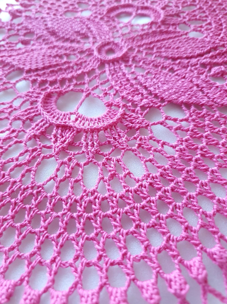 11 Crochet Oval Doily, 3D Doily Handmade, Pink Doily, Oval Table Runner ...