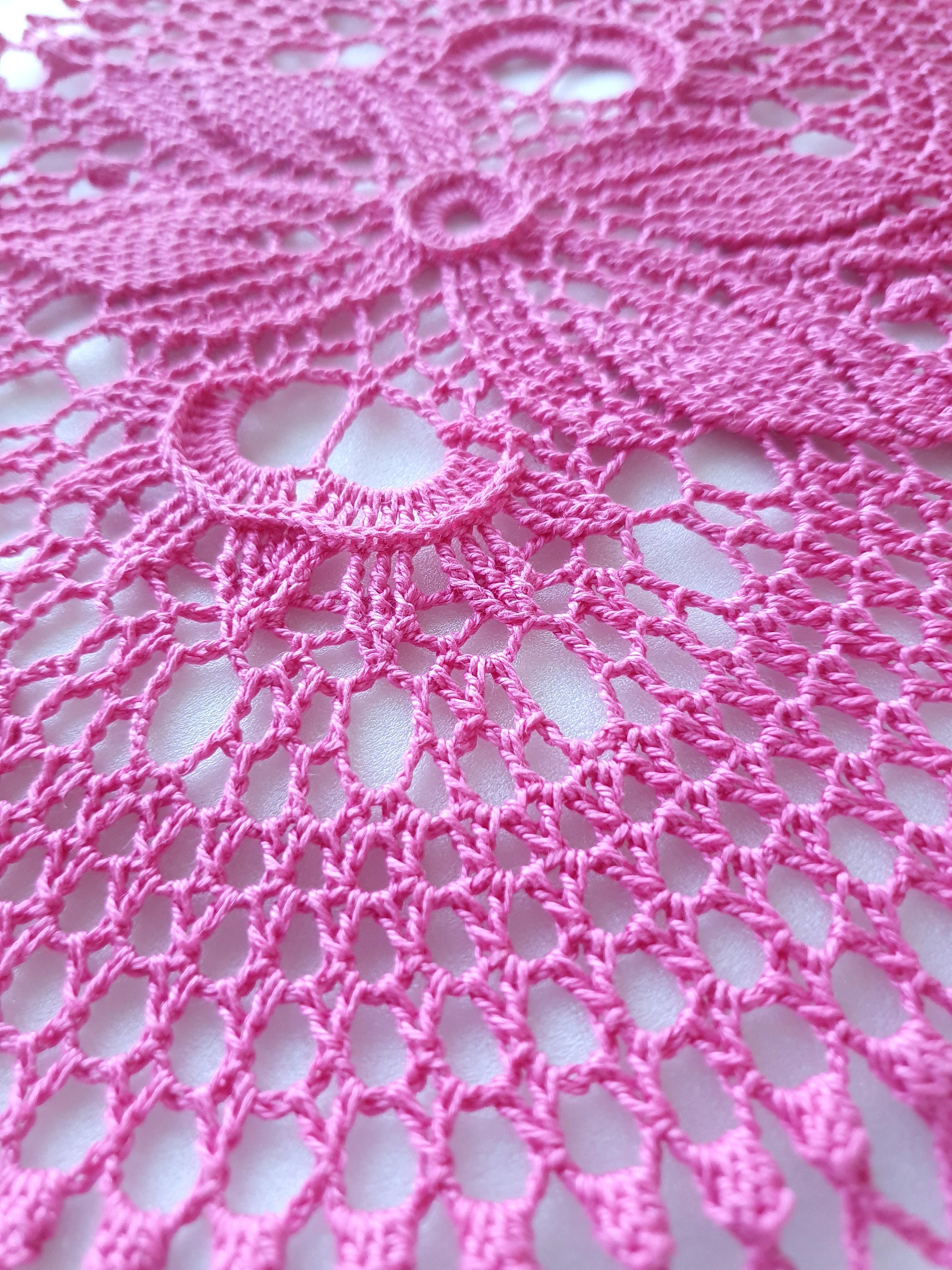 11 Crochet Oval Doily, 3D Doily Handmade, Pink Doily, Oval Table Runner ...
