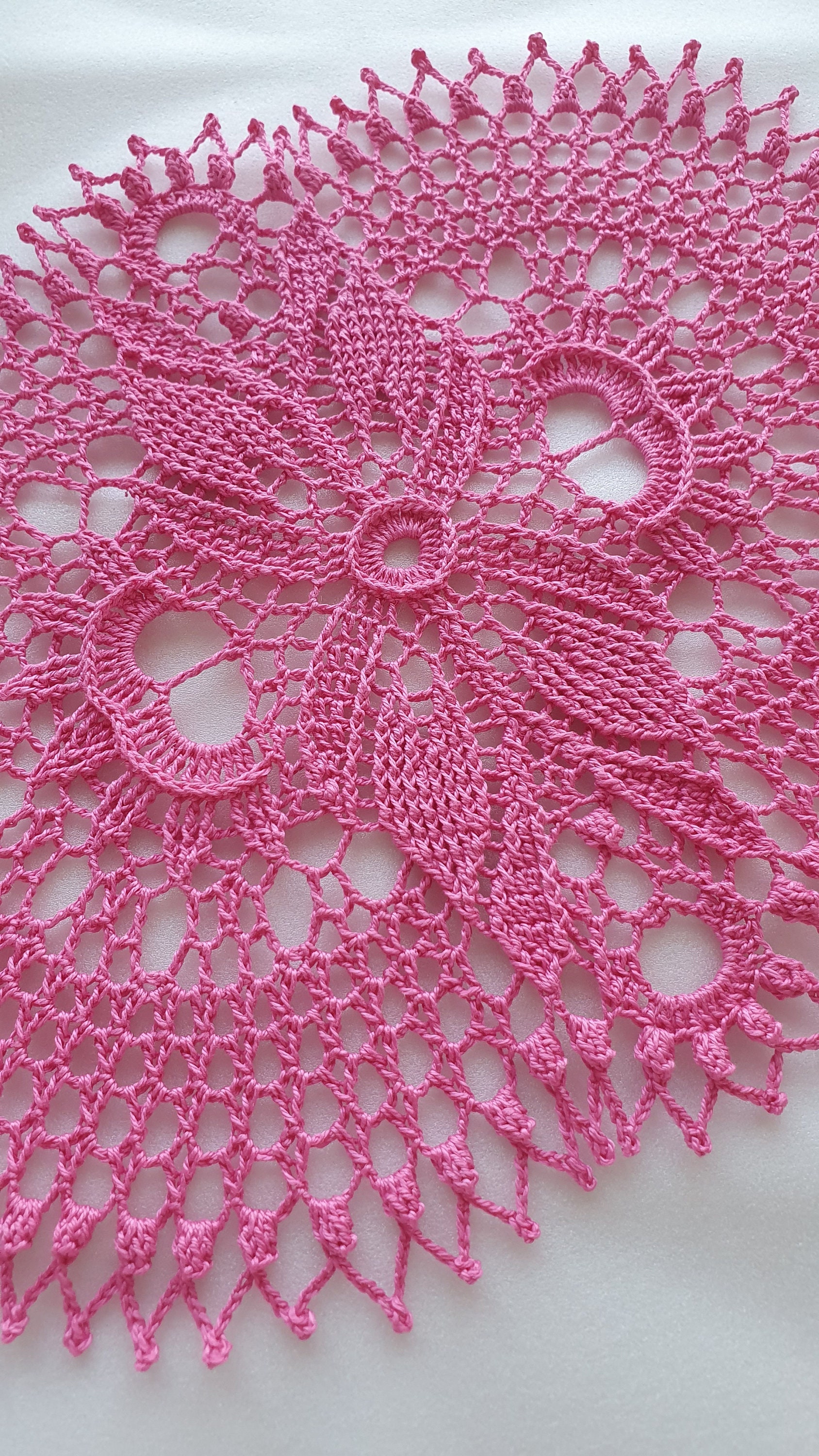 11 Crochet Oval Doily, 3D Doily Handmade, Pink Doily, Oval Table Runner ...