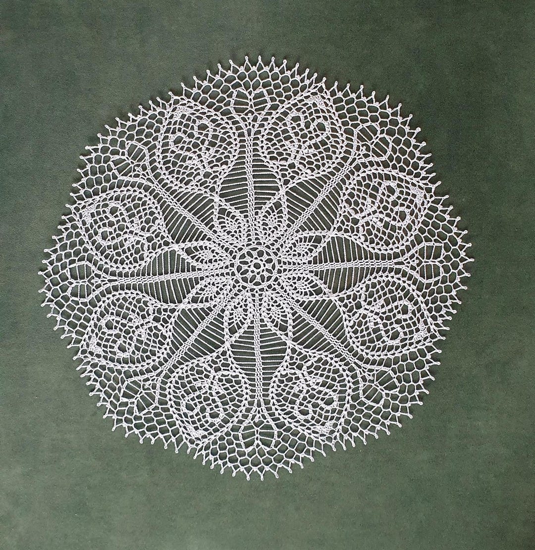 16 Inch. White Crochet Interior Doily, Large Table Centerpiece, Crochet ...