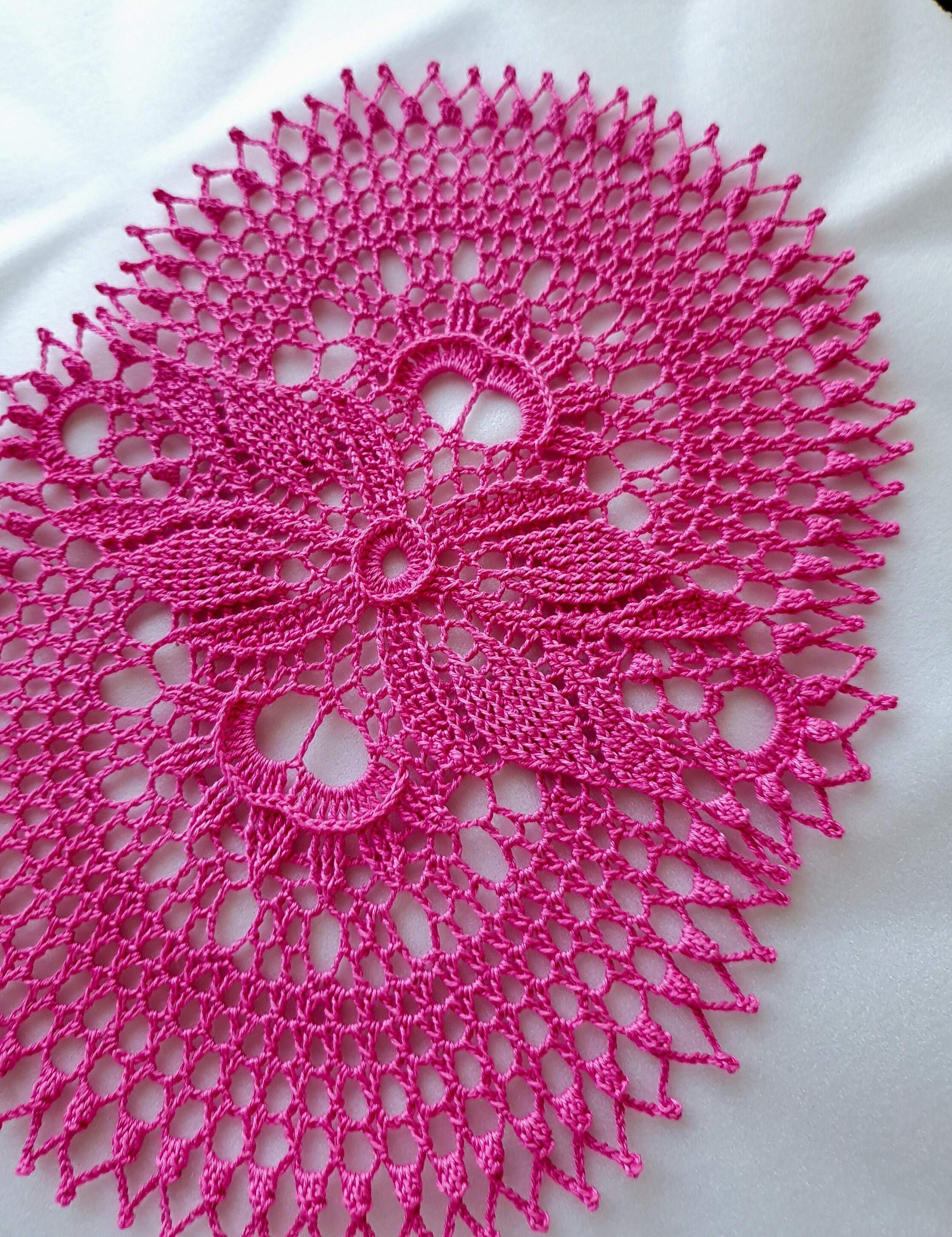 11 Crochet Oval Doily, 3D Doily Handmade, Pink Doily, Oval Table Runner ...