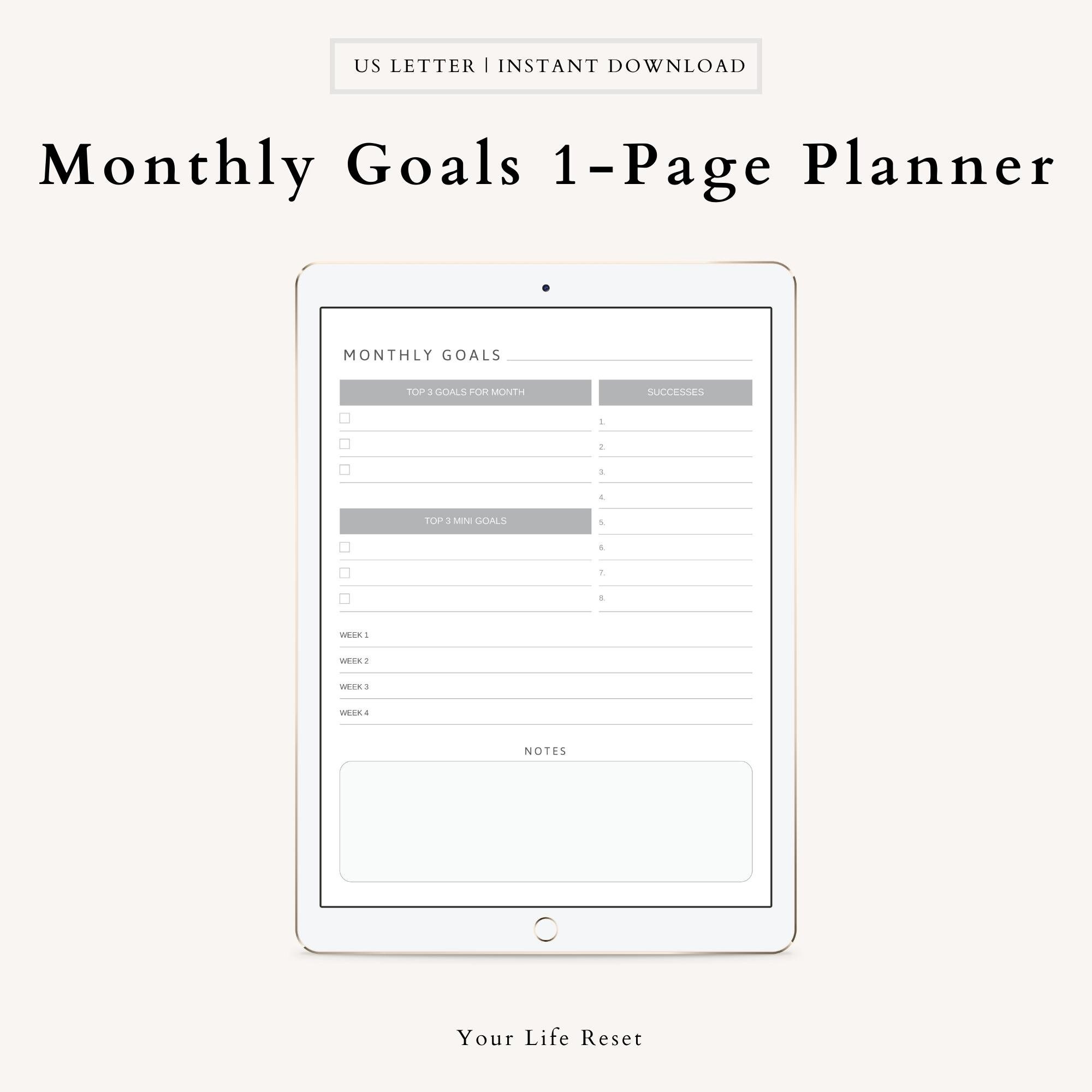 2022 Monthly Planner Printable | Minimalist Monthly Planner Printable ...