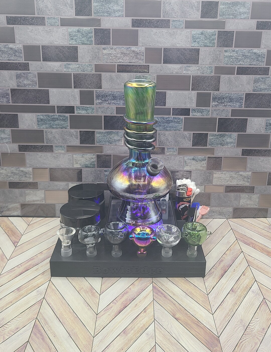 LED Smoking Station, 14mm Bowl Display, Stash Jars, Light up Display ...