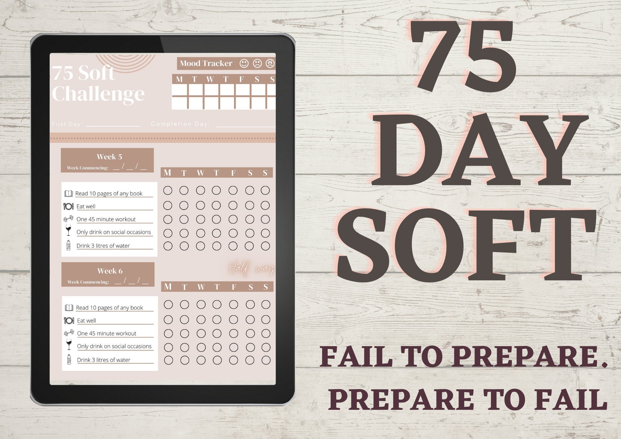 75 Soft Challenge Tracker/planner | Ultimate Fitness Challenge Digital ...