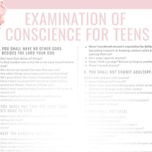 Examination of Conscience for Teens Catholic Girls Retreat Confession ...