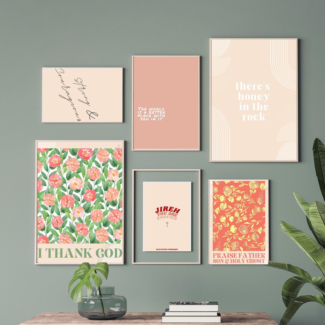 Set of 6, Bible Verse Wall Art, Christian Wall Art, Scripture Wall Art ...