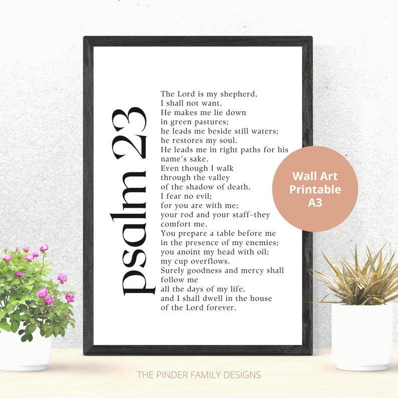 Psalm 23 SVG Wall Art Print, Psalm 23 PNG Printable Art, Psalm 23 Craft ...
