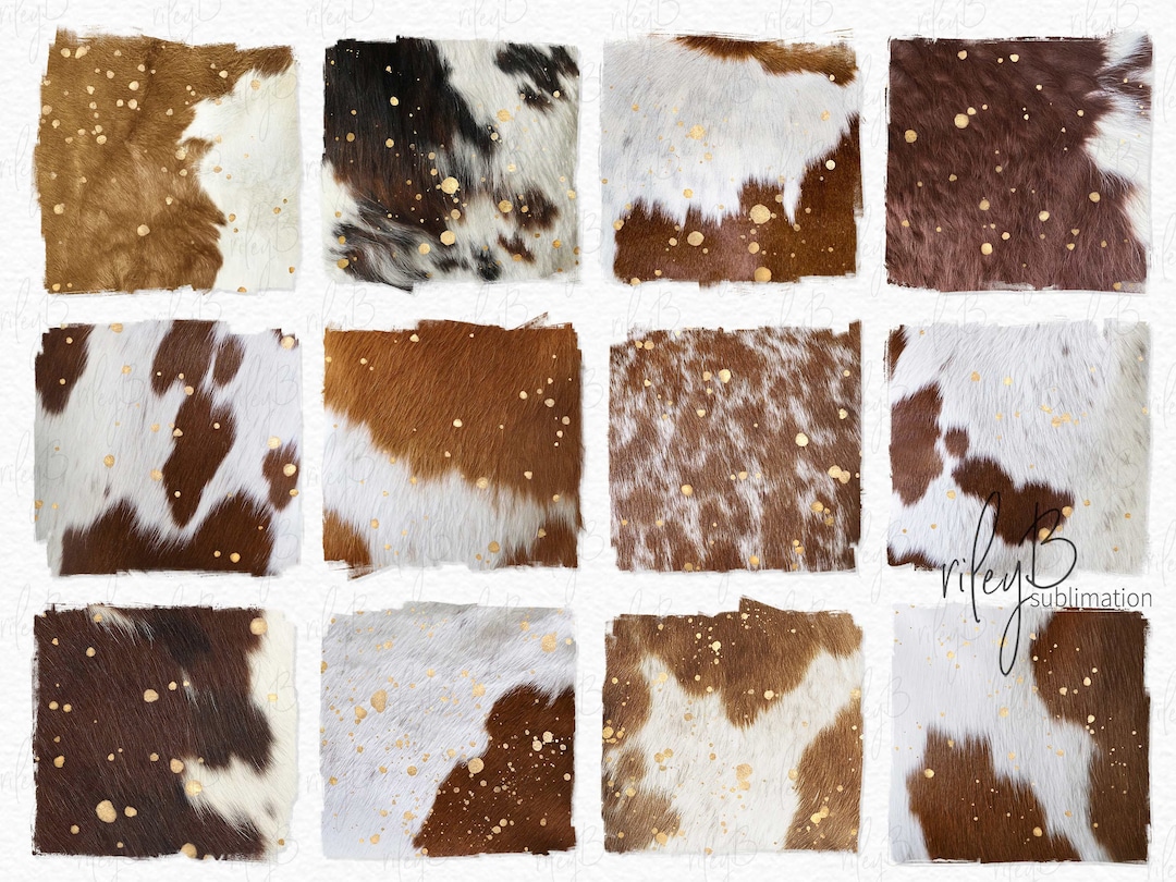 Gold Splattered Cowhide Texture Pngs - Cowhide Backgrounds - Brown and ...