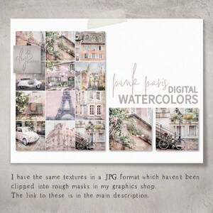 Pink Paris Watercolor Pngs - Digital Watercolors of Paris - Paris ...