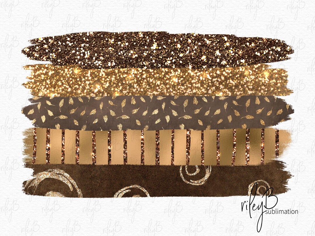 Brown and Gold Brush Strokes PNG - Sublimation Clipart Strokes ...