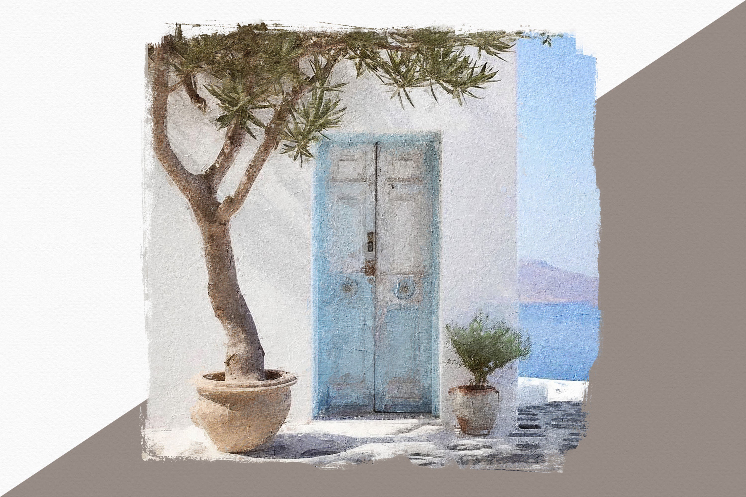 Pale Blue Greek Doors Digital Oil Painting Pngs - Old Blue Doors - Blue ...