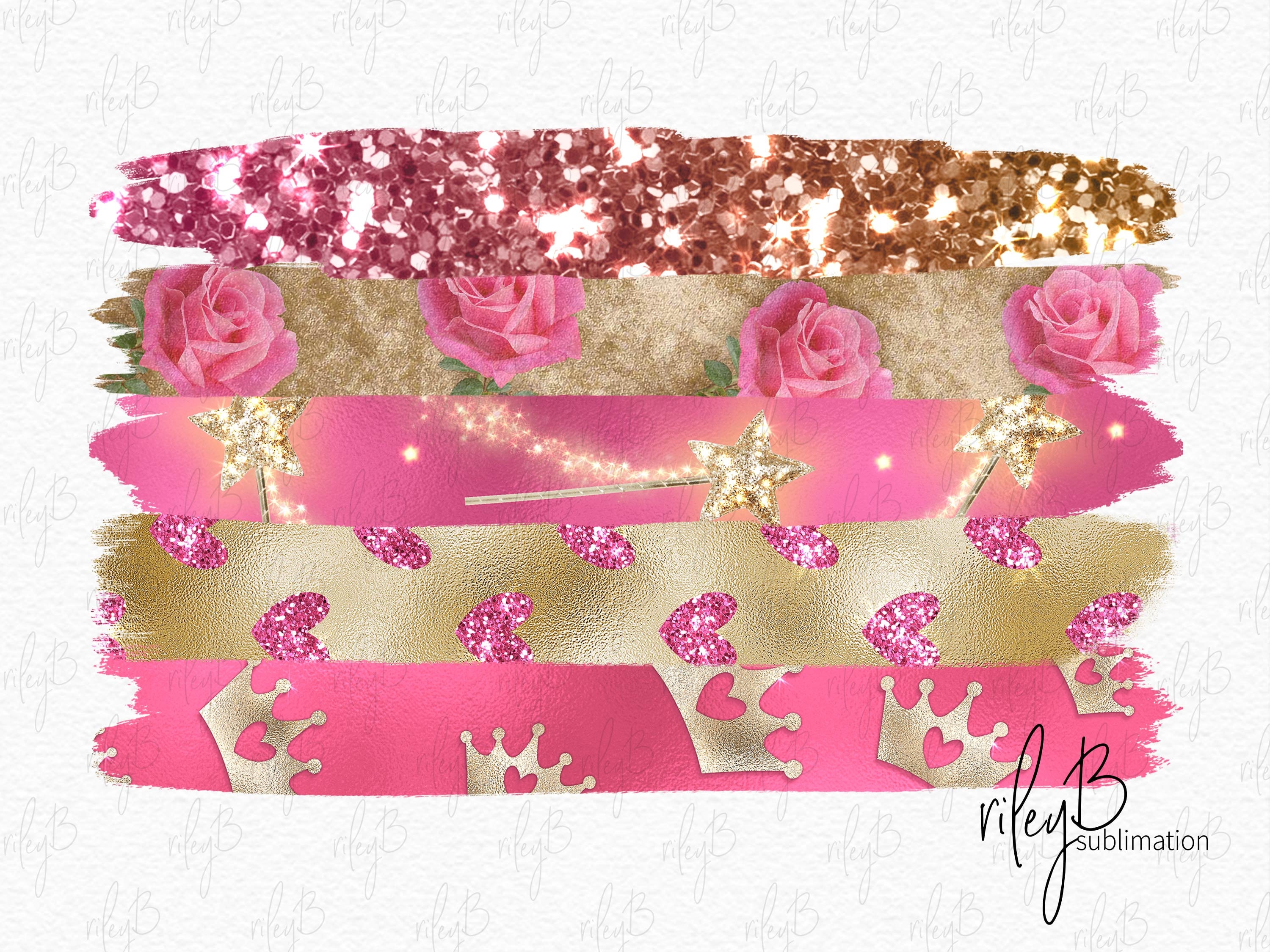 Princess Bright Pink Gold Brush Strokes PNG - Clipart Strokes PNG ...