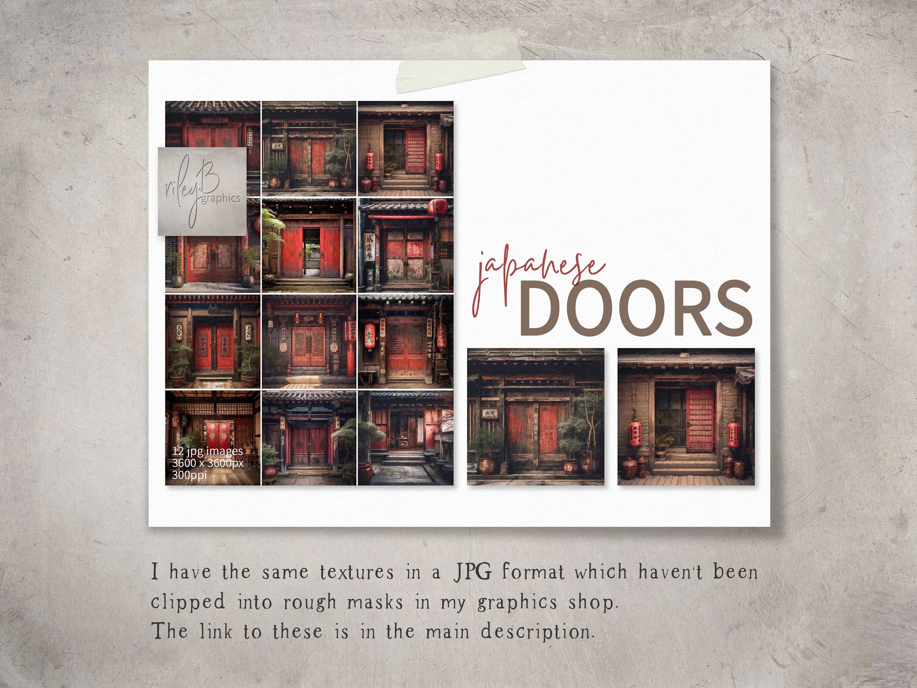 Japanese Doors Digital Oil Painting Pngs - Red Japanese Doors ...