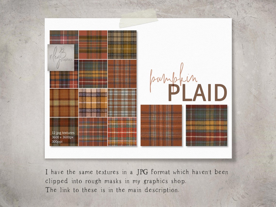 Pumpkin Plaid Texture Pngs - Fall Plaid Backgrounds - Orange and Brown ...