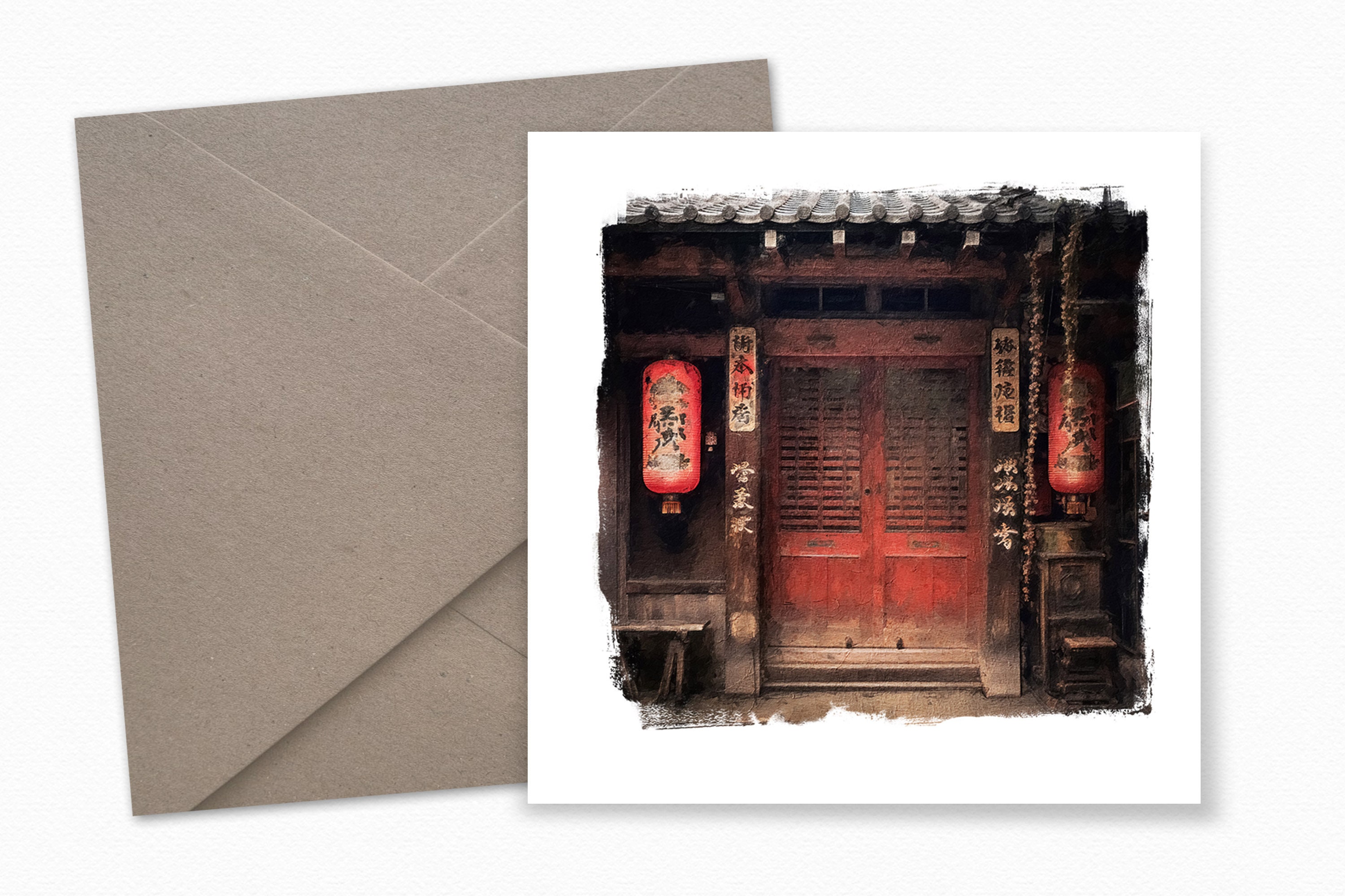 Japanese Doors Digital Oil Painting Pngs - Red Japanese Doors ...