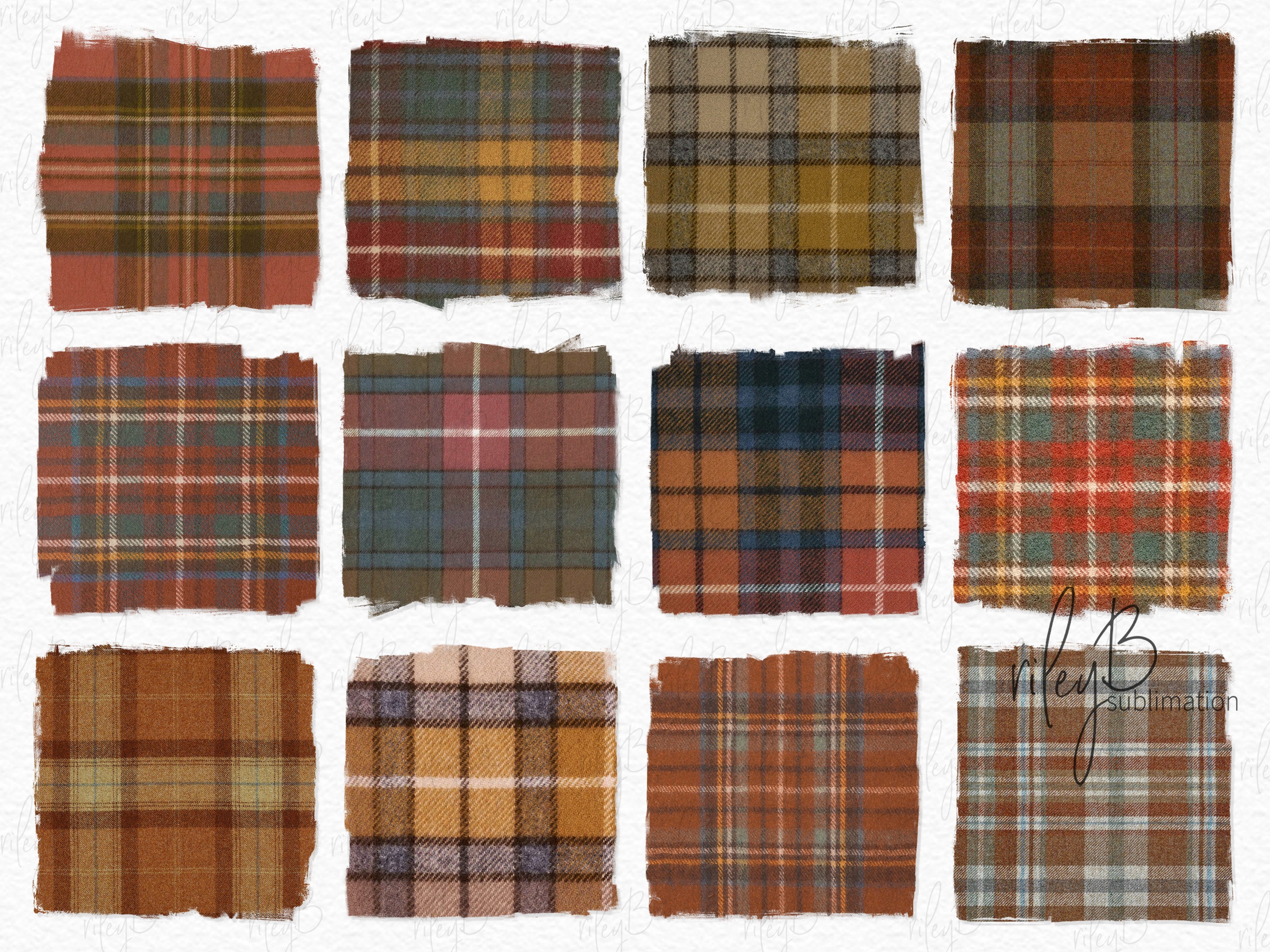 Pumpkin Plaid Texture Pngs - Fall Plaid Backgrounds - Orange and Brown ...