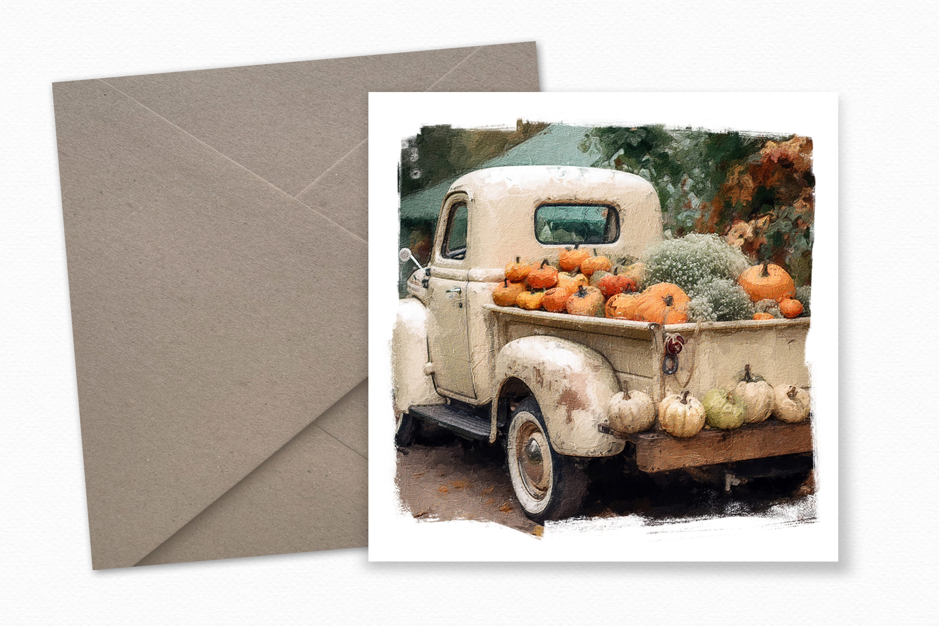 Fall Pickup Trucks Painting Pngs - Digital Vintage Pickup Truck PNG ...