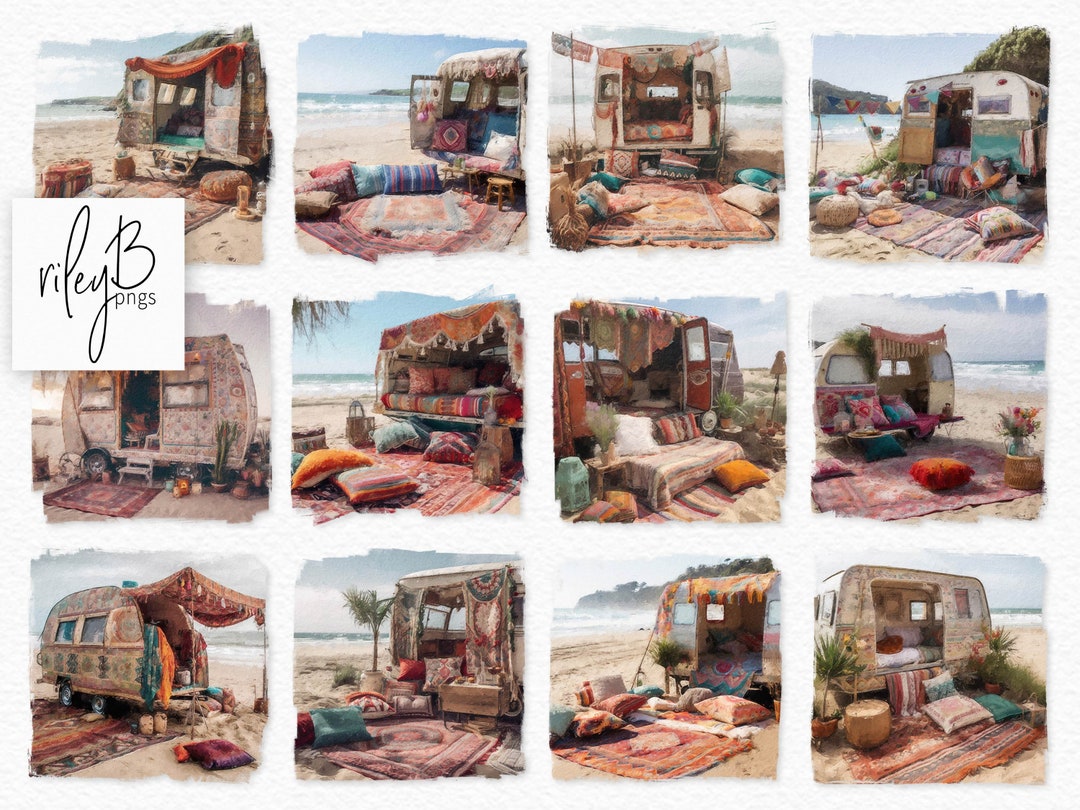 Boho Beach Caravans Painting Pngs - Bohemian Beach Caravan Pngs ...