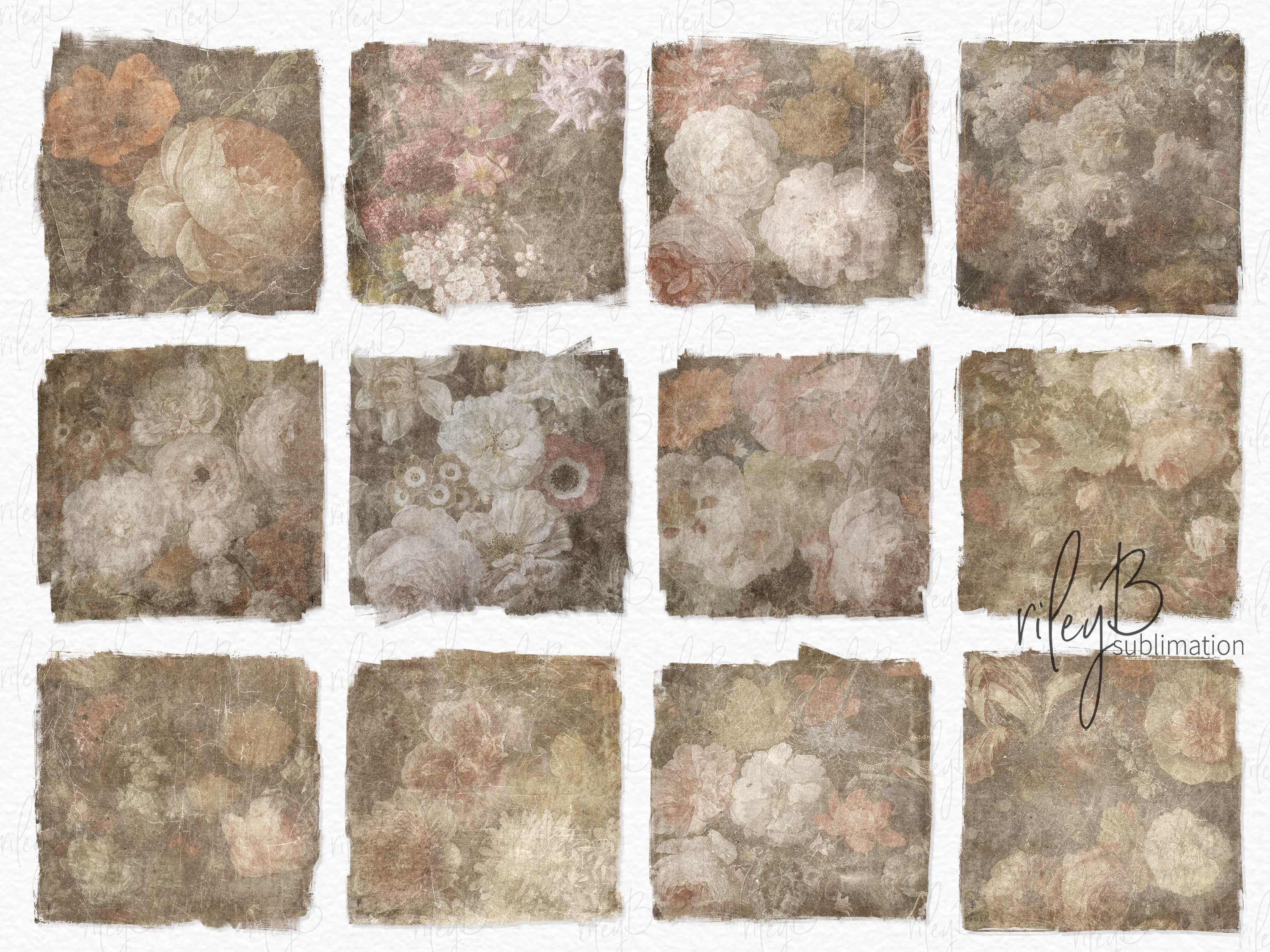 Old Masters Floral Grunge Background Textures Antique Dutch - Etsy