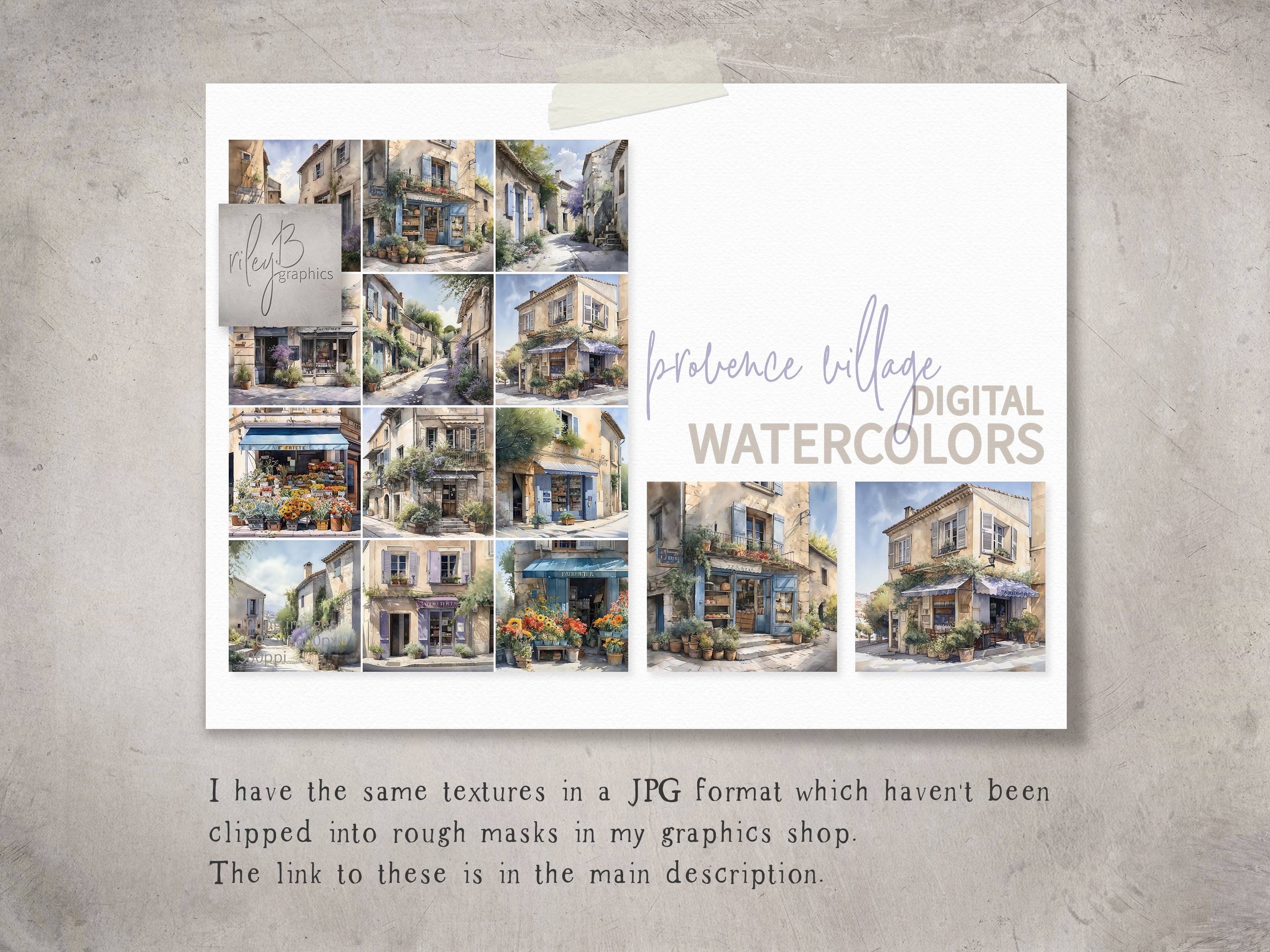Provence Village Watercolor Pngs - Provence Digital Watercolors ...
