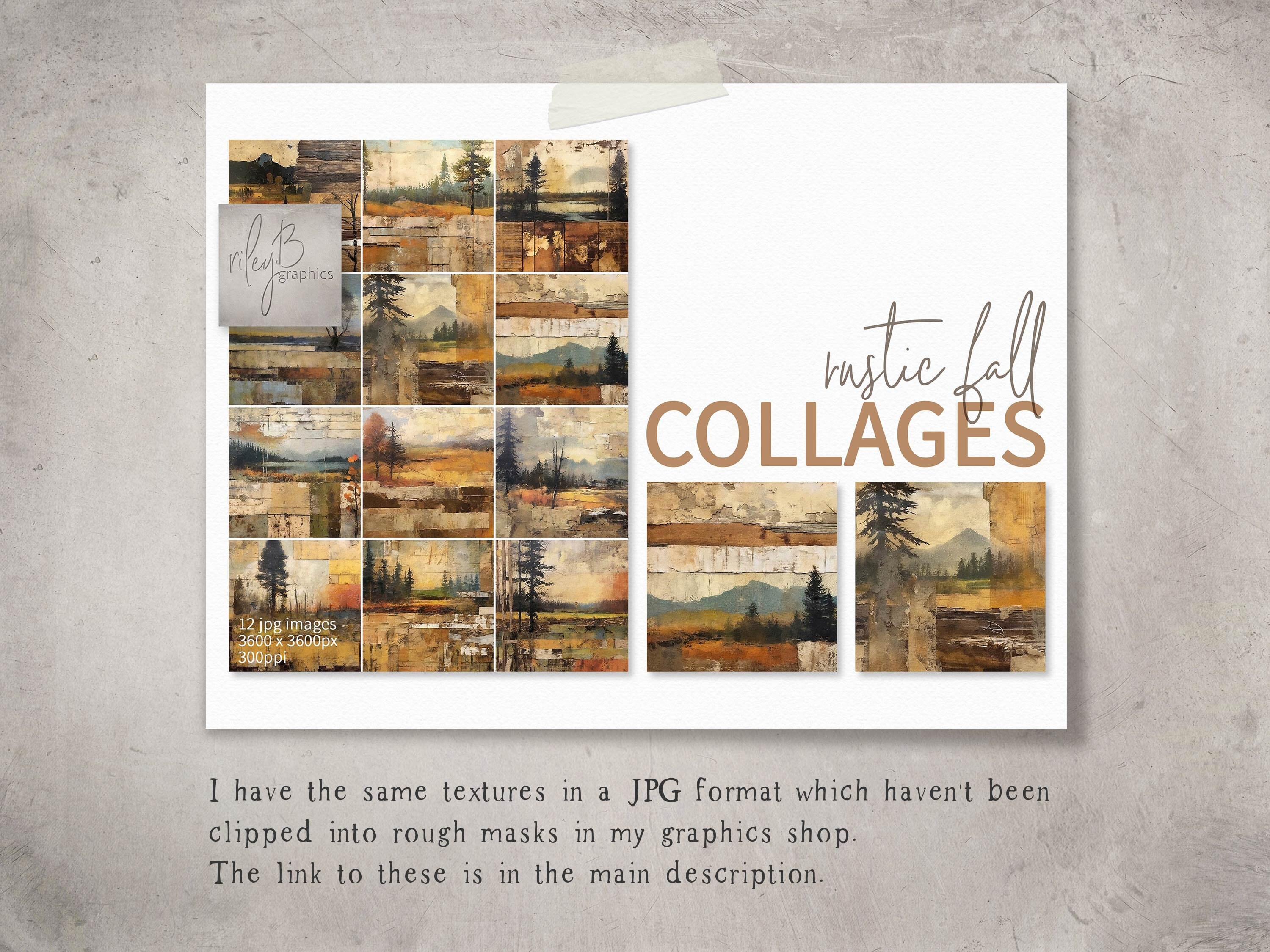 Rustic Fall Collage Painting Pngs - Digital Autumn Collage Painting ...