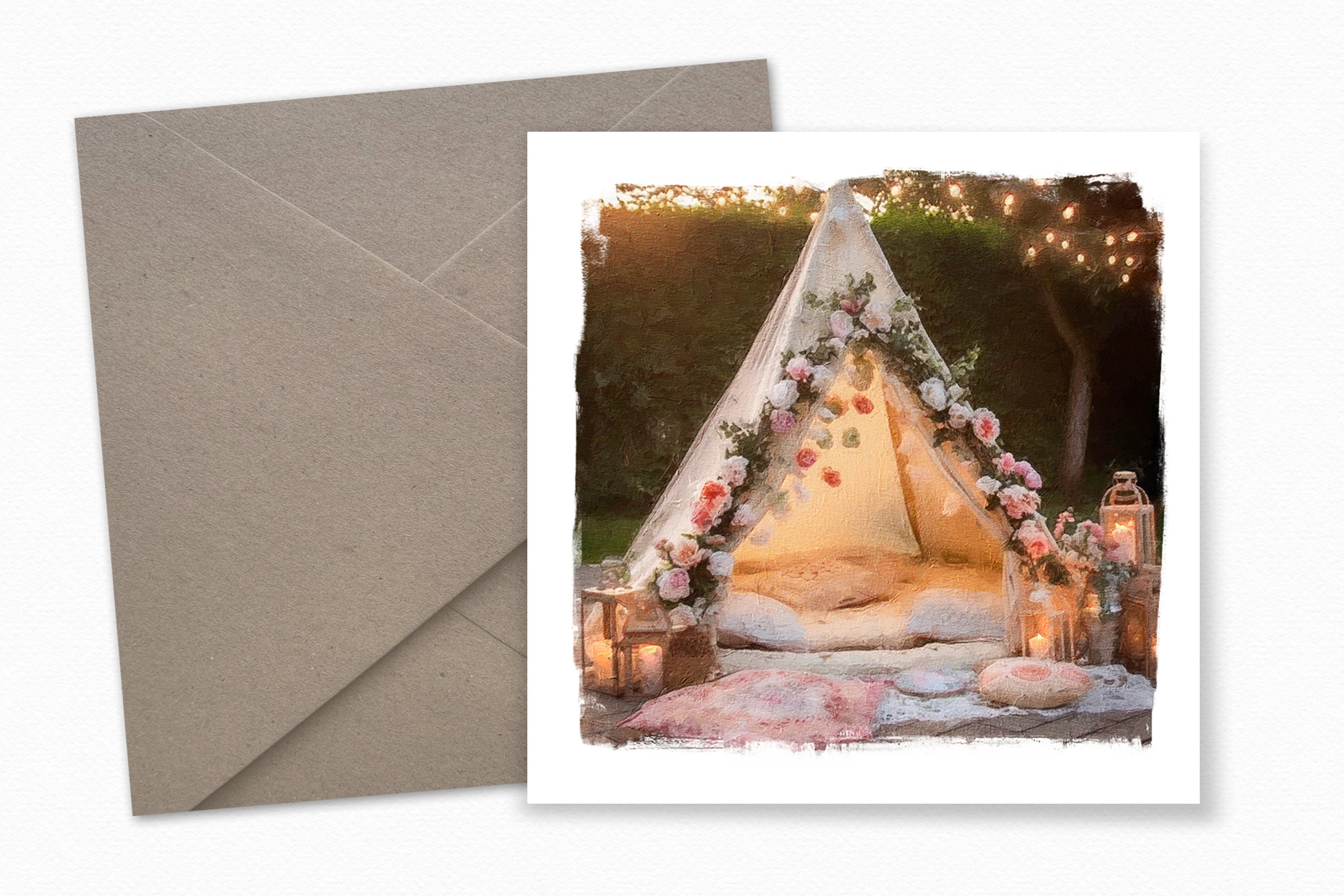 Fairy Light Teepees Digital Oil Painting Pngs - Romantic Teepees ...