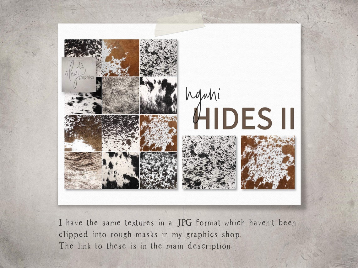 Nguni Cattle Hide Textures II Pngs - Cowhide Backgrounds - Brown and ...