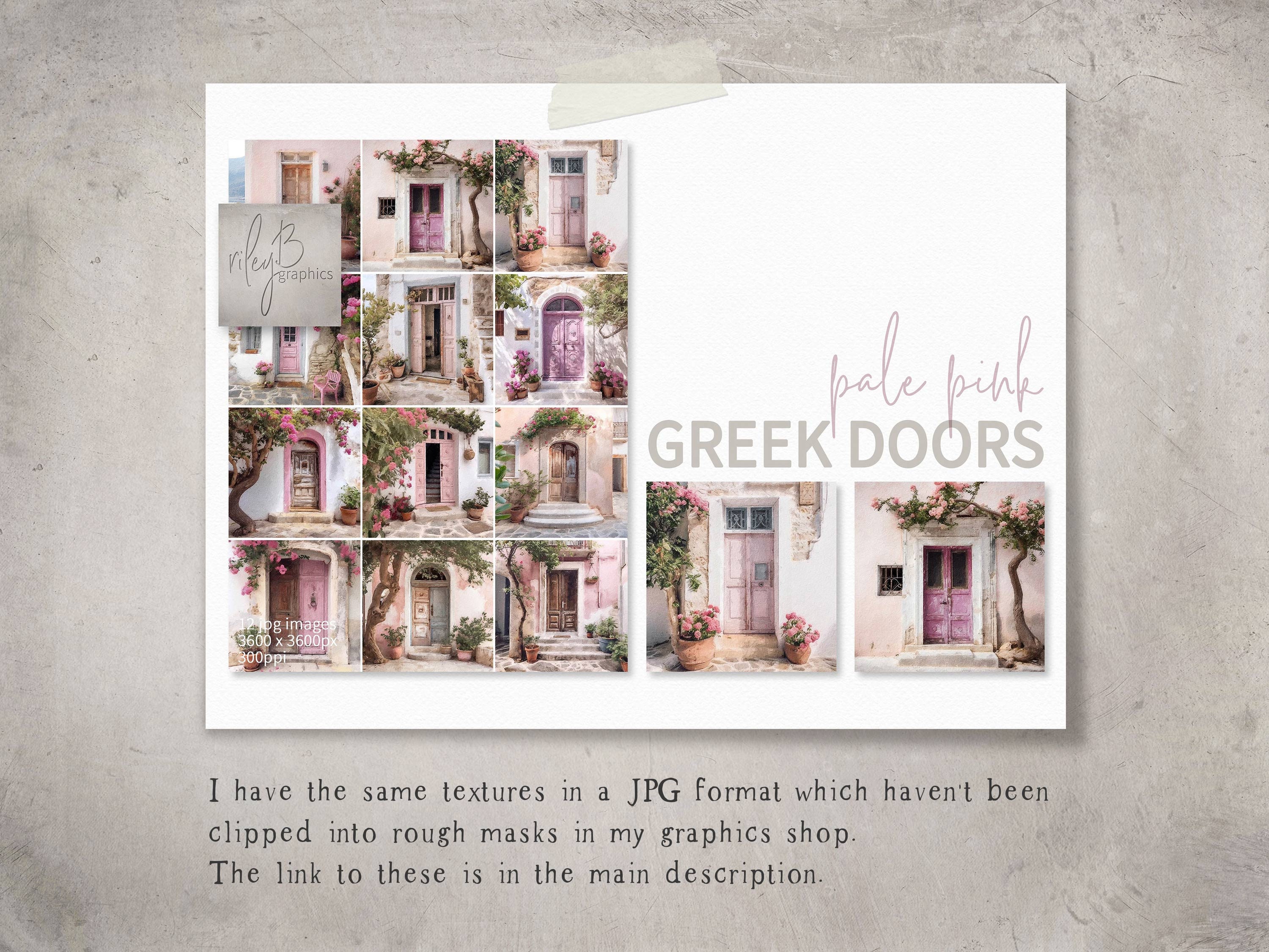 Pale Pink Greek Doors Digital Oil Painting Pngs - Old Pink Doors - Pink ...