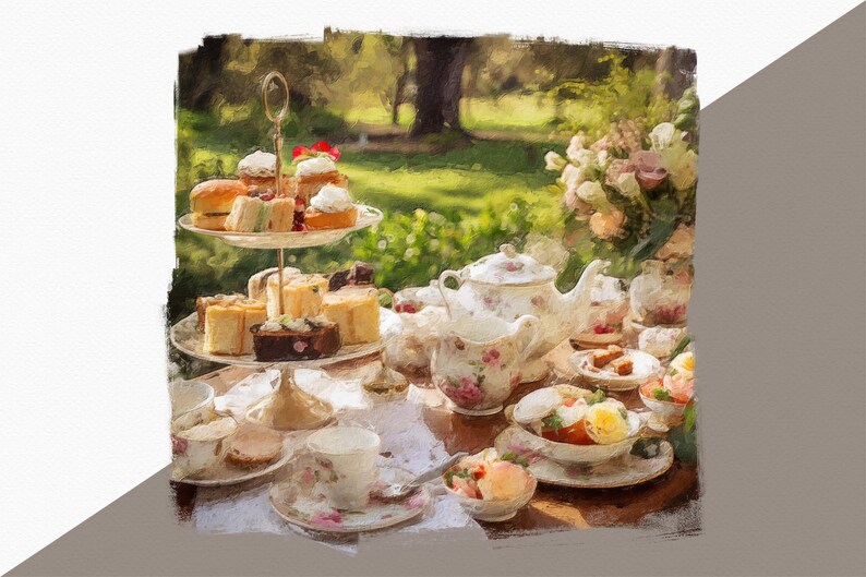 High Tea Oil Painting Pngs - Tea Party Pngs - Afternoon Tea - Summer ...