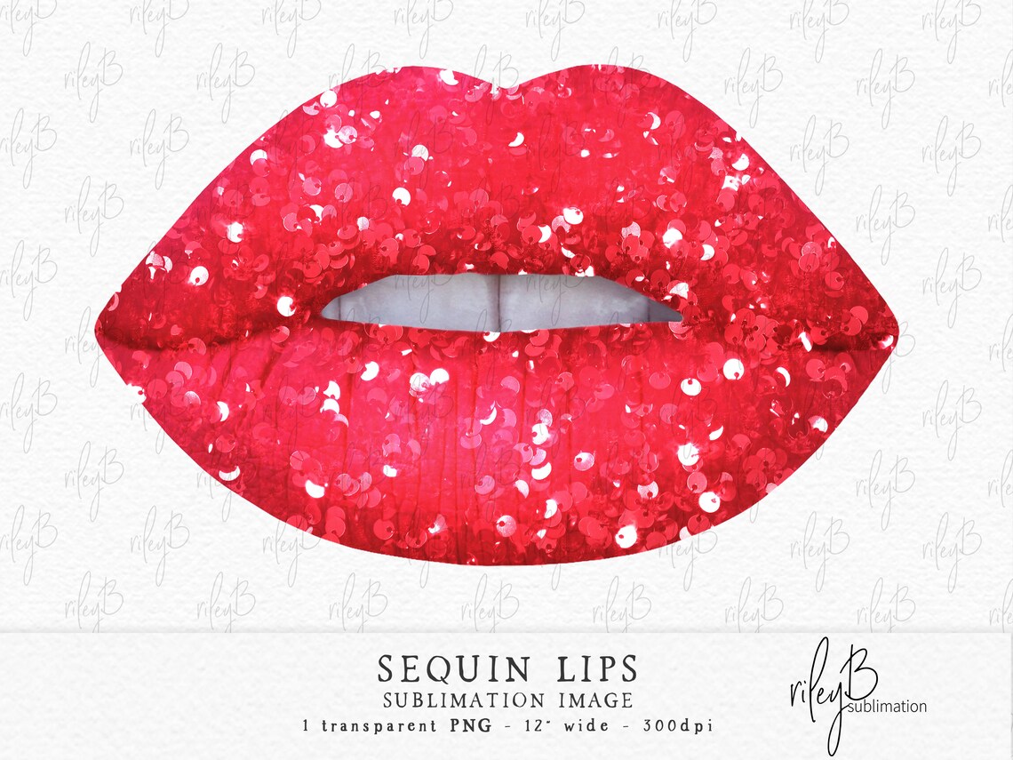 Red Lips With a Sequin Overlay PNG Sublimation Valentines Day Red Mouth ...