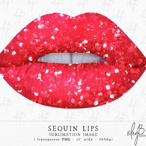 Red Lips With a Sequin Overlay PNG - Sublimation Valentine’s Day Red ...