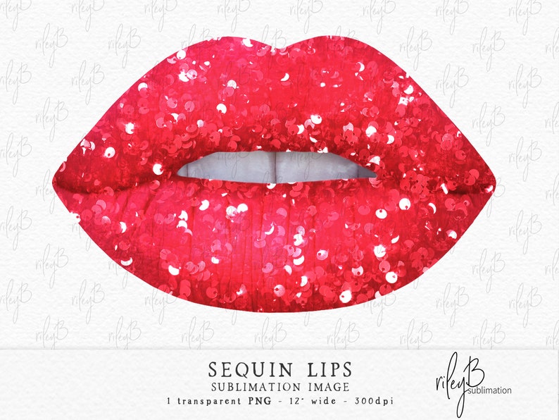Red Lips With a Sequin Overlay PNG Sublimation Valentines Day Red Mouth ...