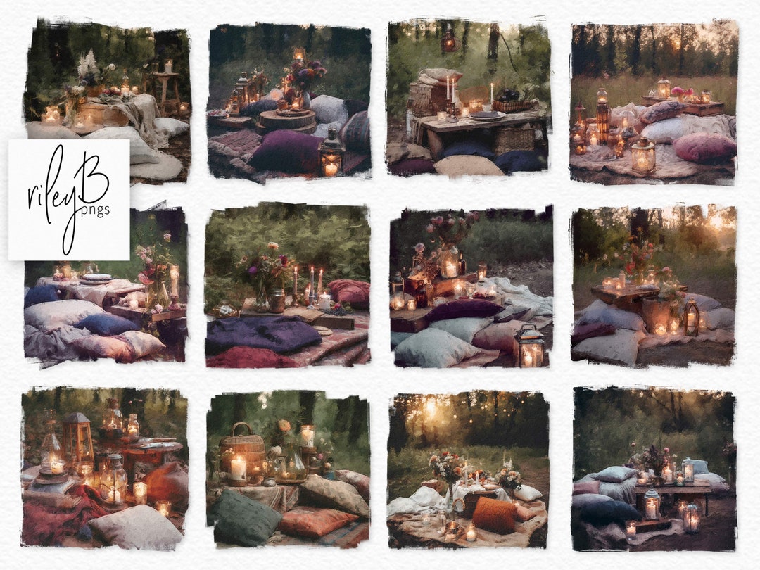 Romantic Picnic Oil Painting Pngs - Romantic Picnic Digital Paintings ...