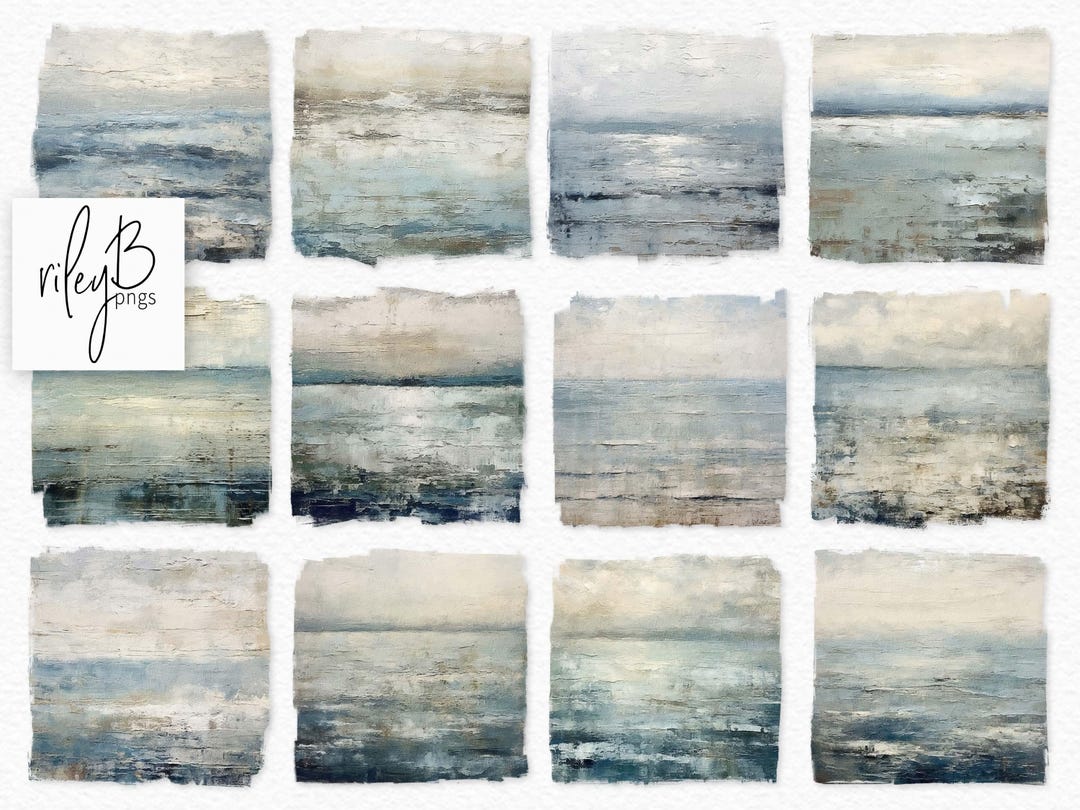 Rustic Seascapes Pngs – Abstract Coastal Ocean Horizon Art – Neutral ...