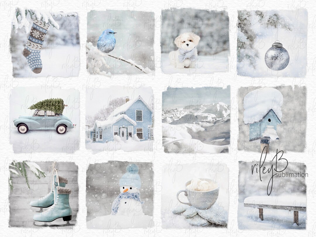 Soft Blue Winter Watercolor Pngs - Winter Scenes - Light Blue Winter ...