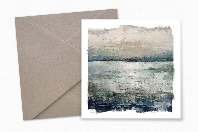 Rustic Seascapes Pngs – Abstract Coastal Ocean Horizon Art – Neutral ...