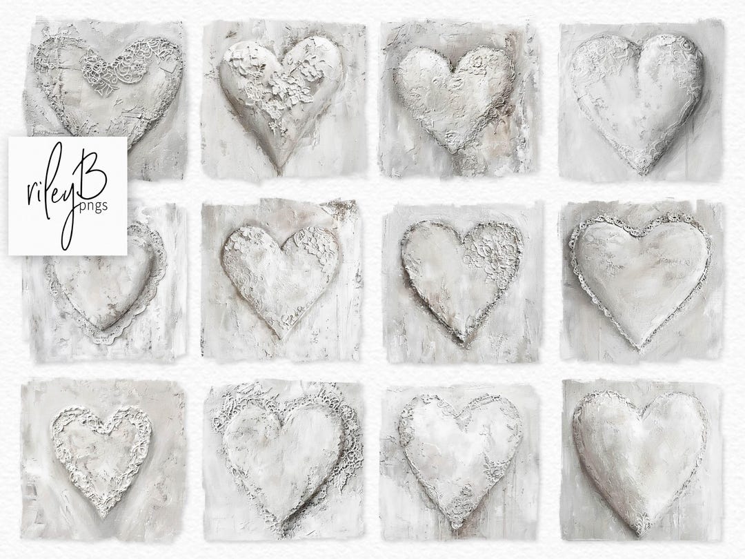 Plaster Hearts Pngs – Neutral Textured Heart Illustrations ...