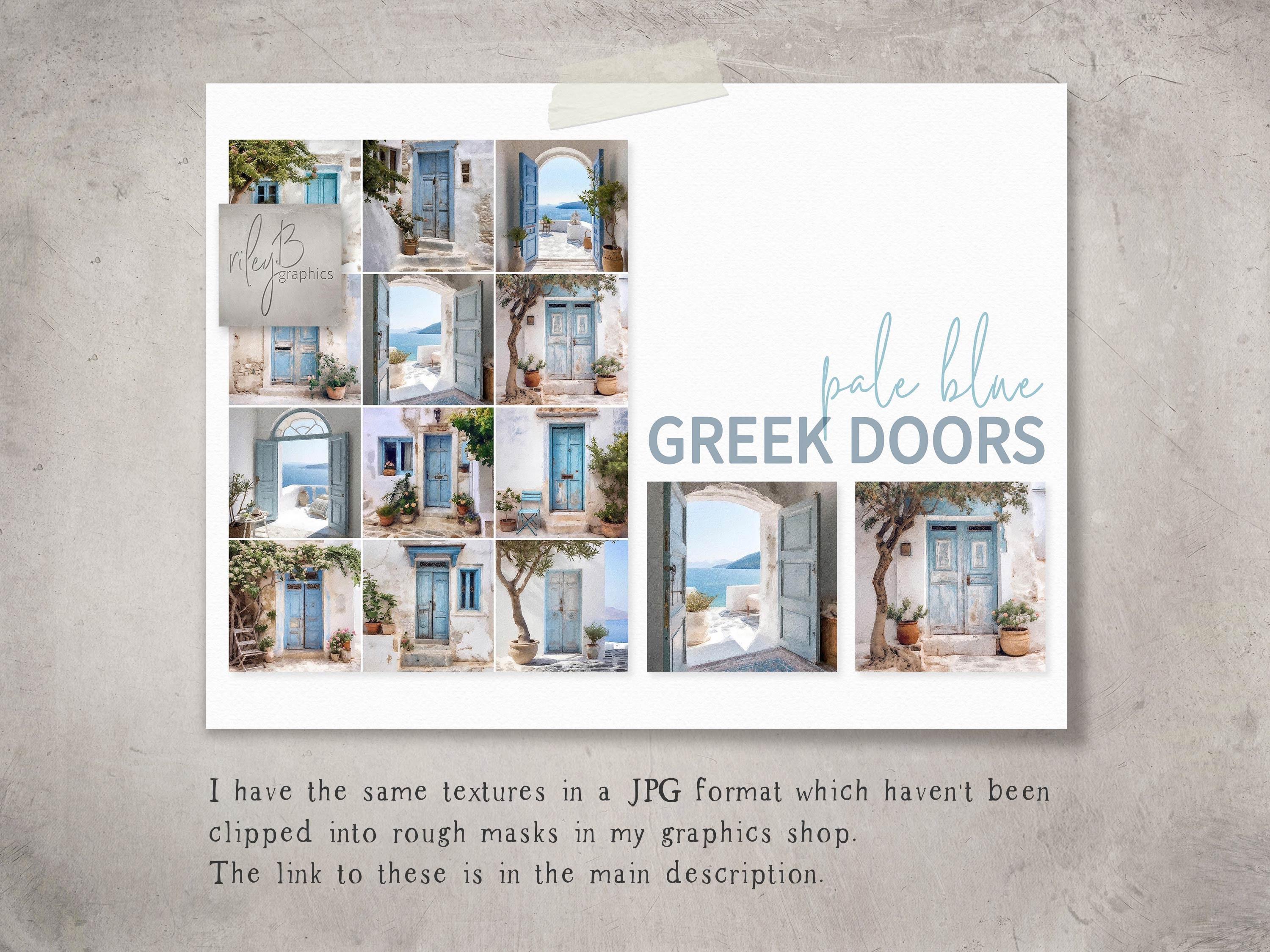 Pale Blue Greek Doors Digital Oil Painting Pngs - Old Blue Doors - Blue ...