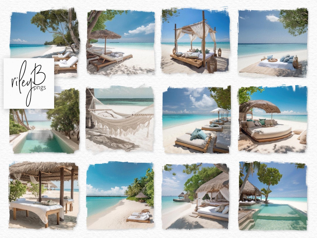 Beach Resort Painted Pngs - Digital Beach Scenes - Beach Resort Pngs ...