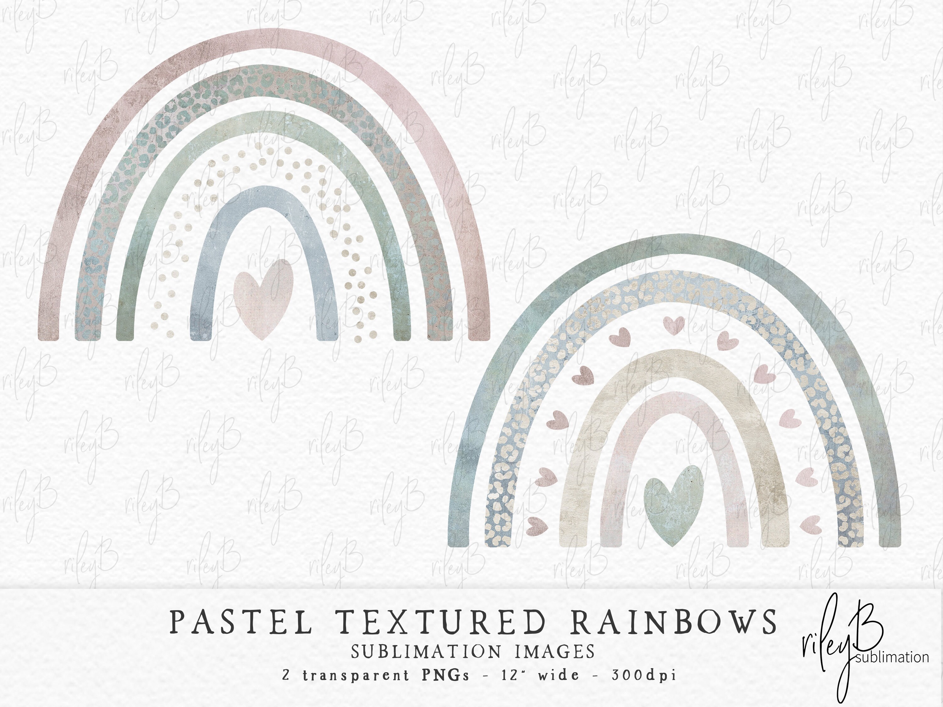 Set of 2 Pasteltextured Sublimation Rainbows - Pastel Leopard Print ...