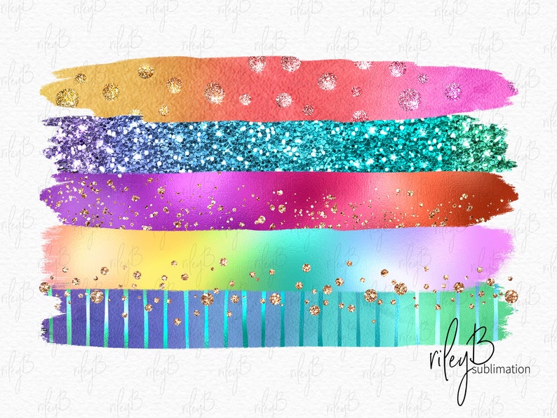 Rainbow Brush Strokes PNG - Sublimation Clipart Strokes - Sublimation ...