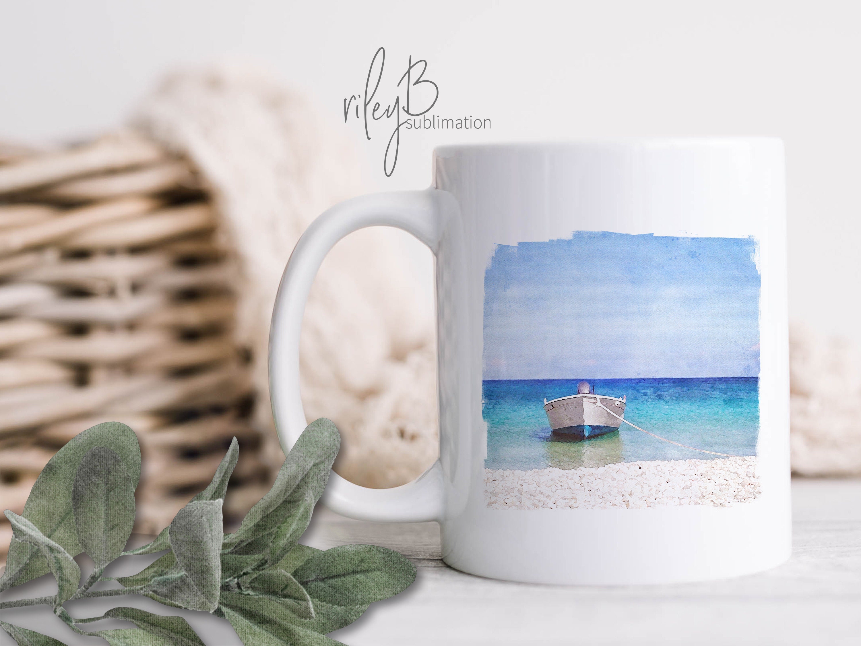 Greek Island Watercolor Pngs - Digital Greek Scenes - Beach Background ...