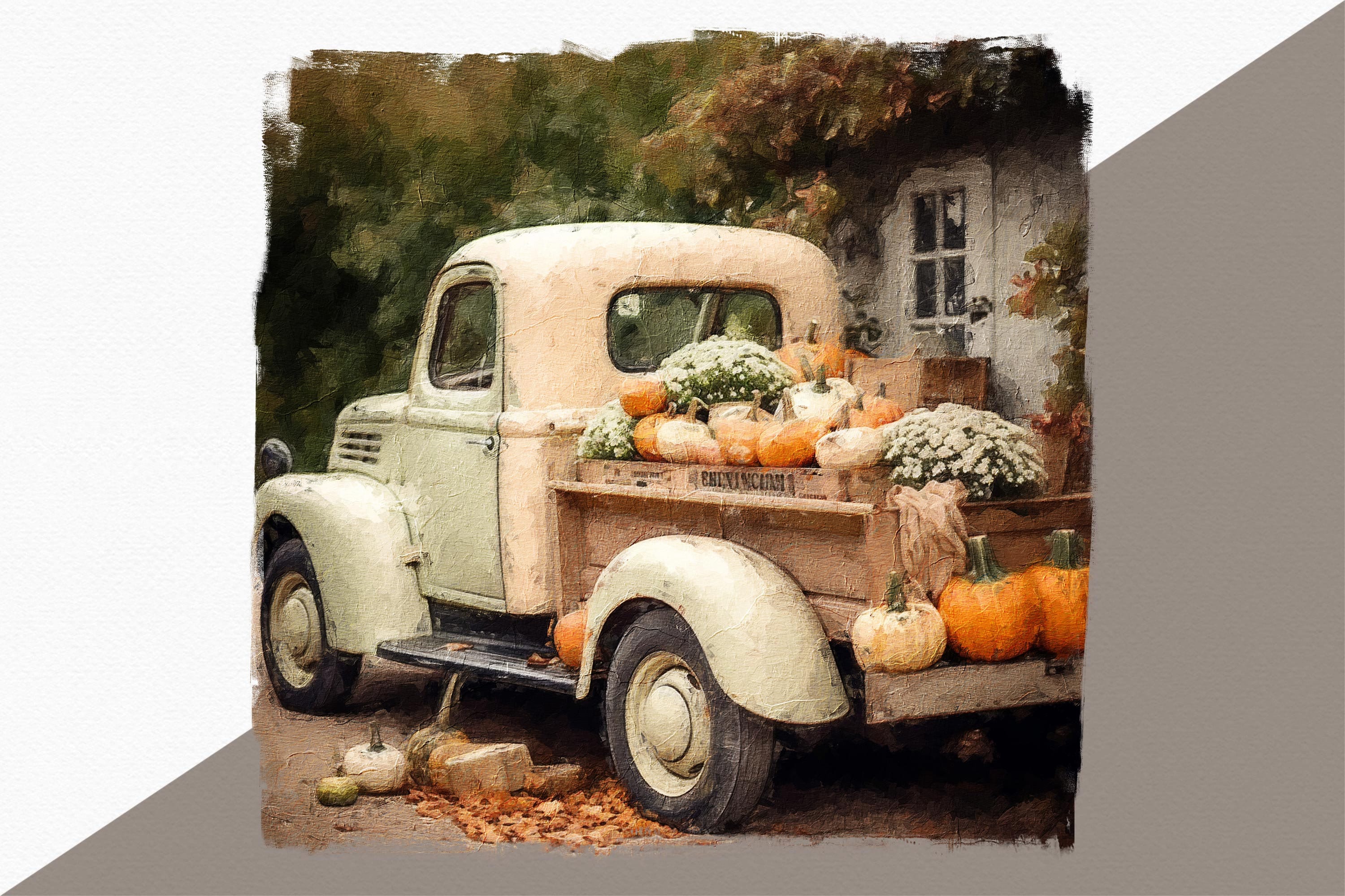 Fall Pickup Trucks Painting Pngs Digital Vintage Pickup Truck PNG ...