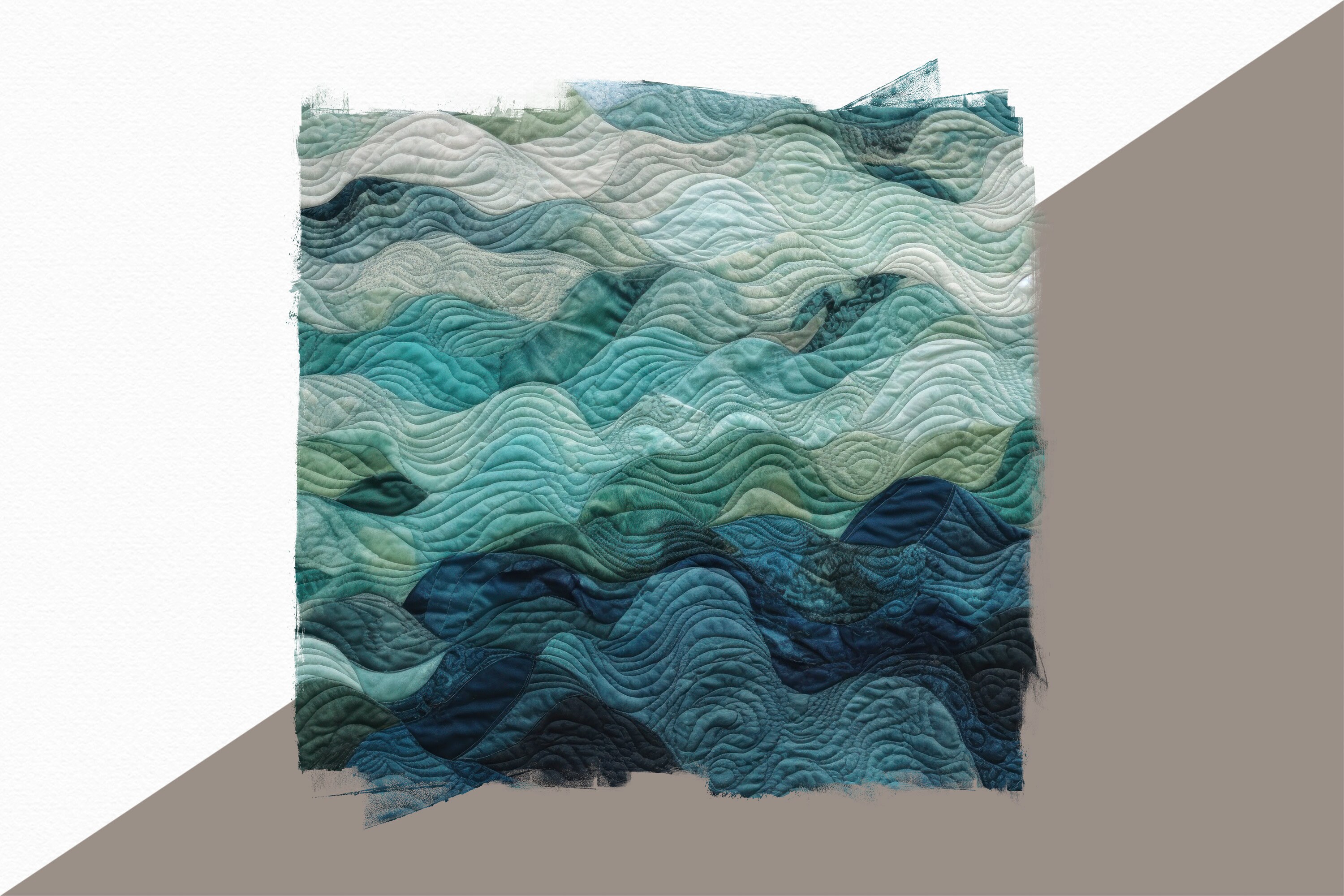 Quilted Waves Pngs - Quilted Effect Waves - Waves in Shades of Blues - Fabric Textured Wave Pngs ...