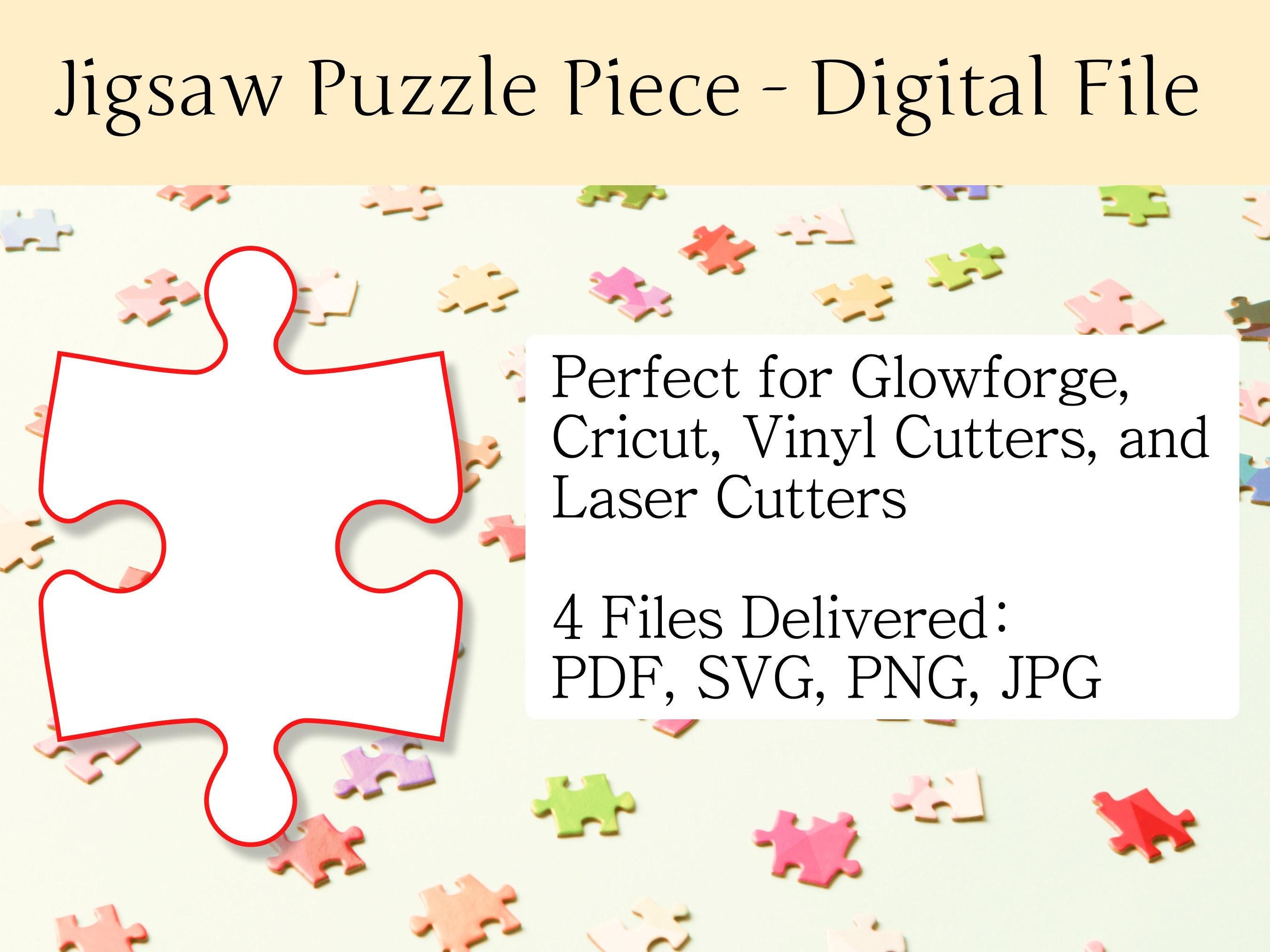 Simple Jigsaw Puzzle Piece Digital File for Glowforge and Other Laser ...