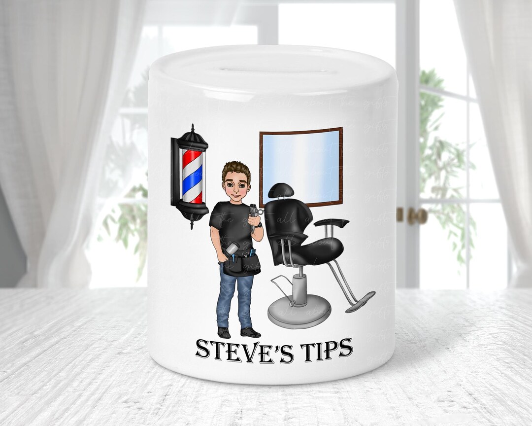 Personalised Barber Tip Jar, Barber Shop Tip Box, Ceramic Tip Jar With ...