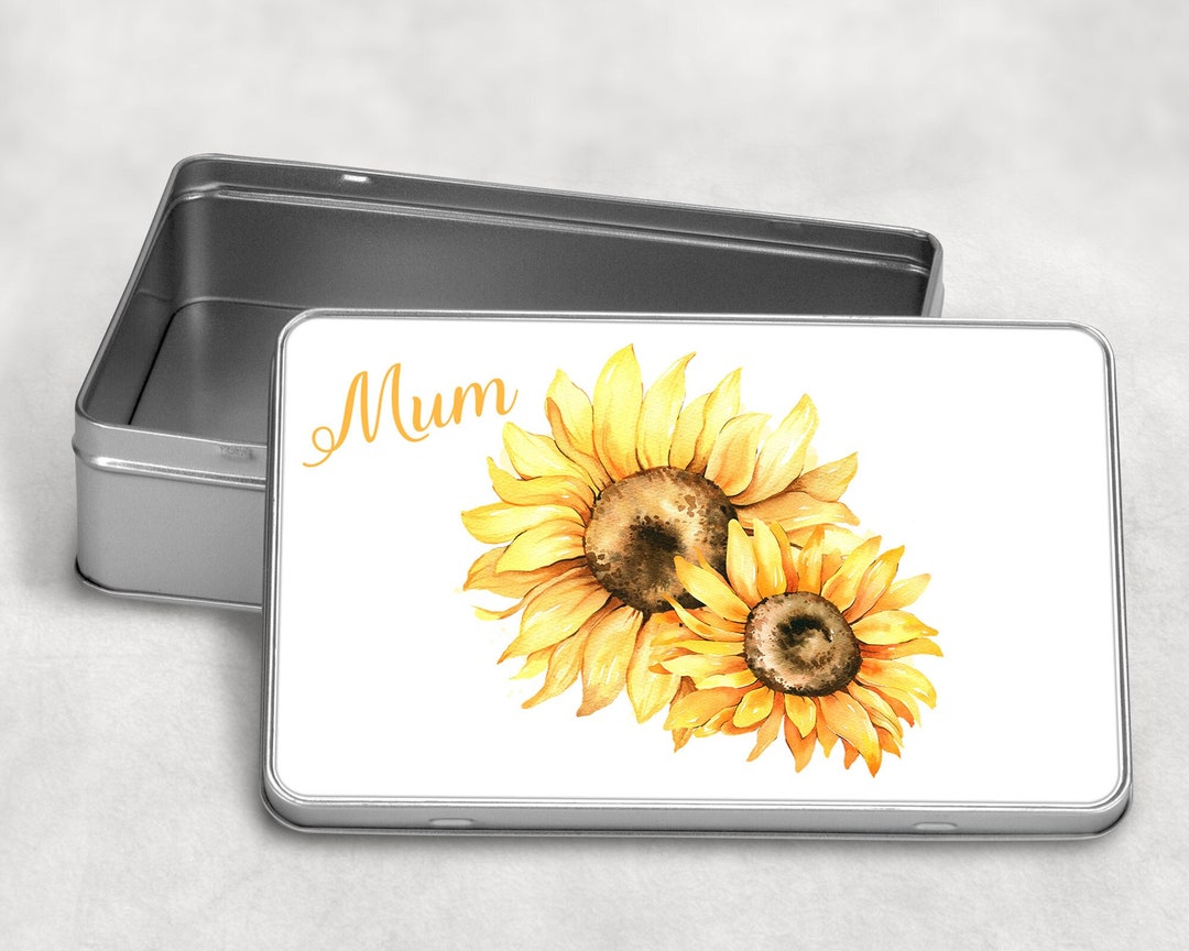 Personalised Sunflower Storage Tin, Sunflower Gift, Bits and Bobs Tin ...