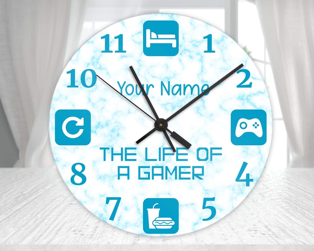 Personalised Gamer Clock, Glass Wall Clock, Teenagers Gaming Gift ...