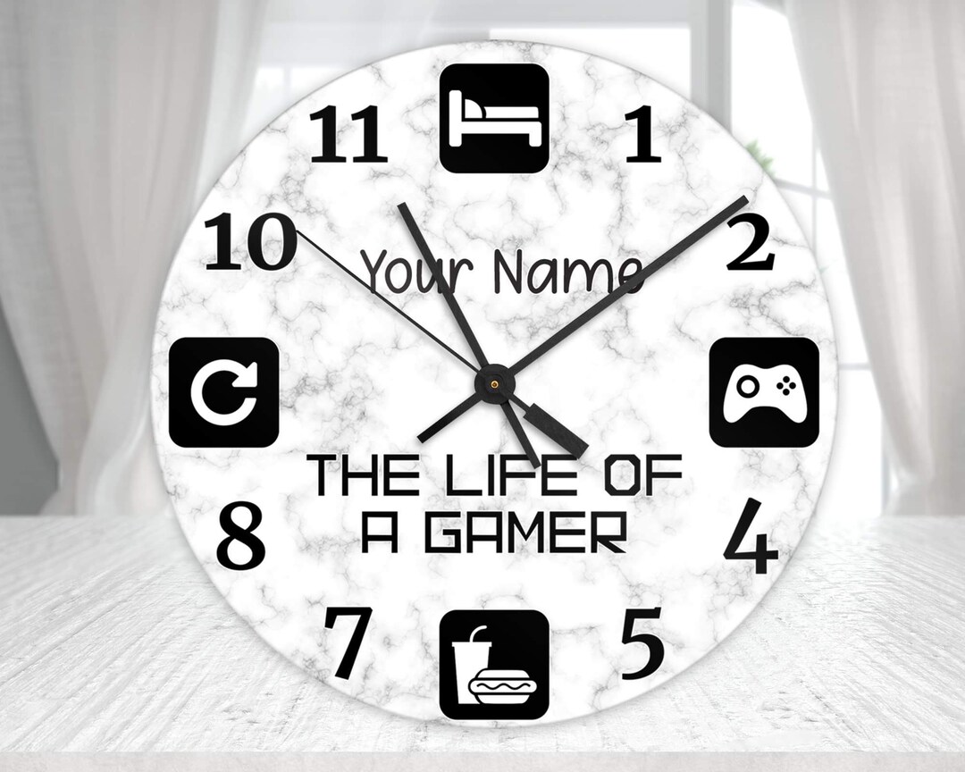 Personalised Gamer Clock, Glass Wall Clock, Gamers Gift, Birthday Gift ...