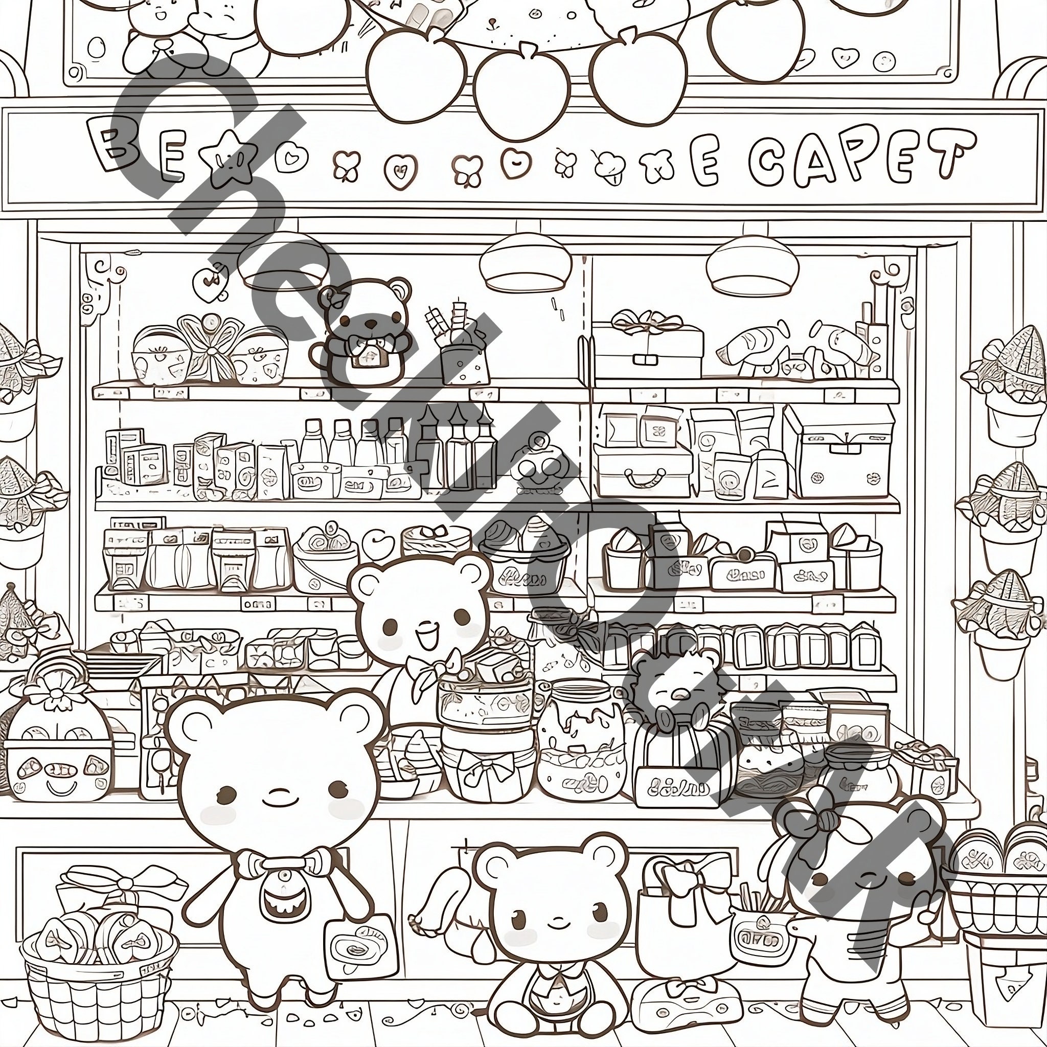 Kawaii Corner Coloring Page - Etsy